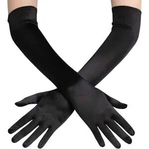 Accessories | Womens Black Long Opera Party 2s Satin Gloves Stretchy ...